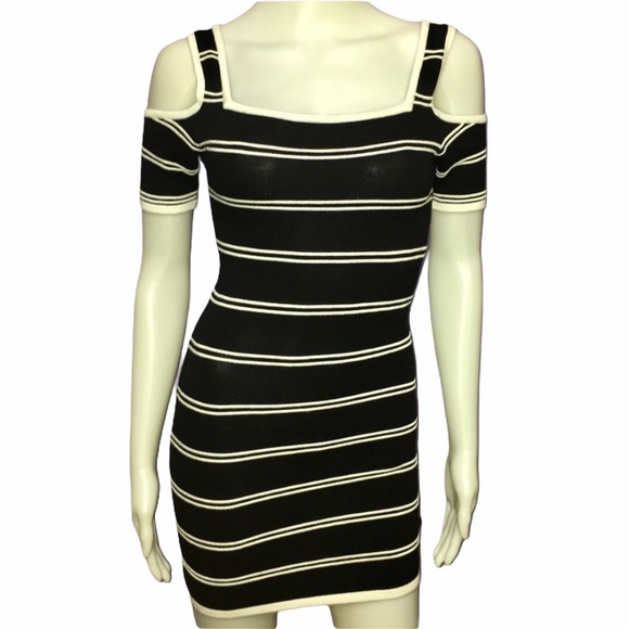 2B Bebe | Dresses | 2b Bebe Cold Shoulder Striped Bodycon Dress Xs ...